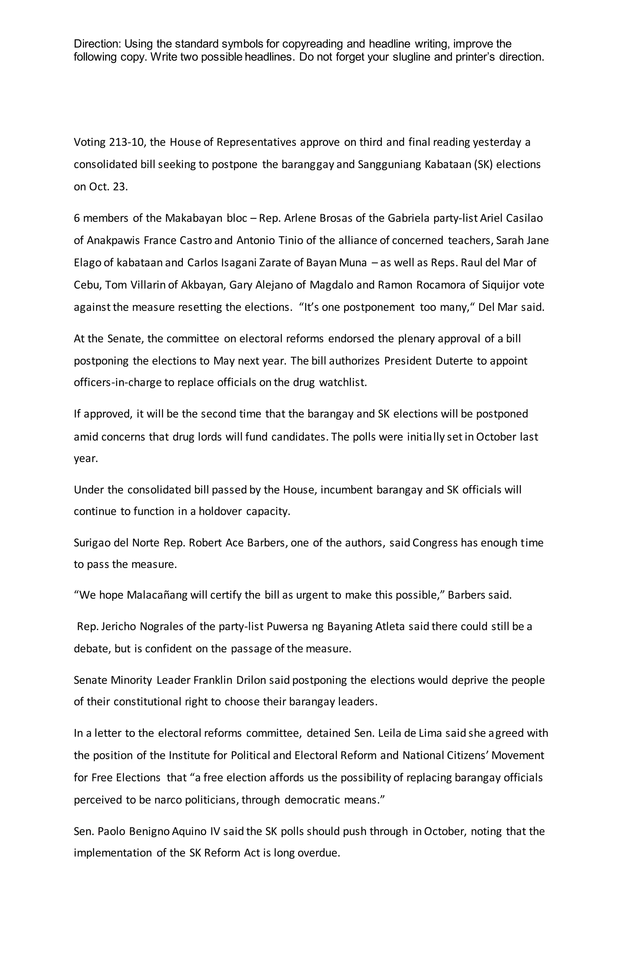 Copyreading elem english | DOCX