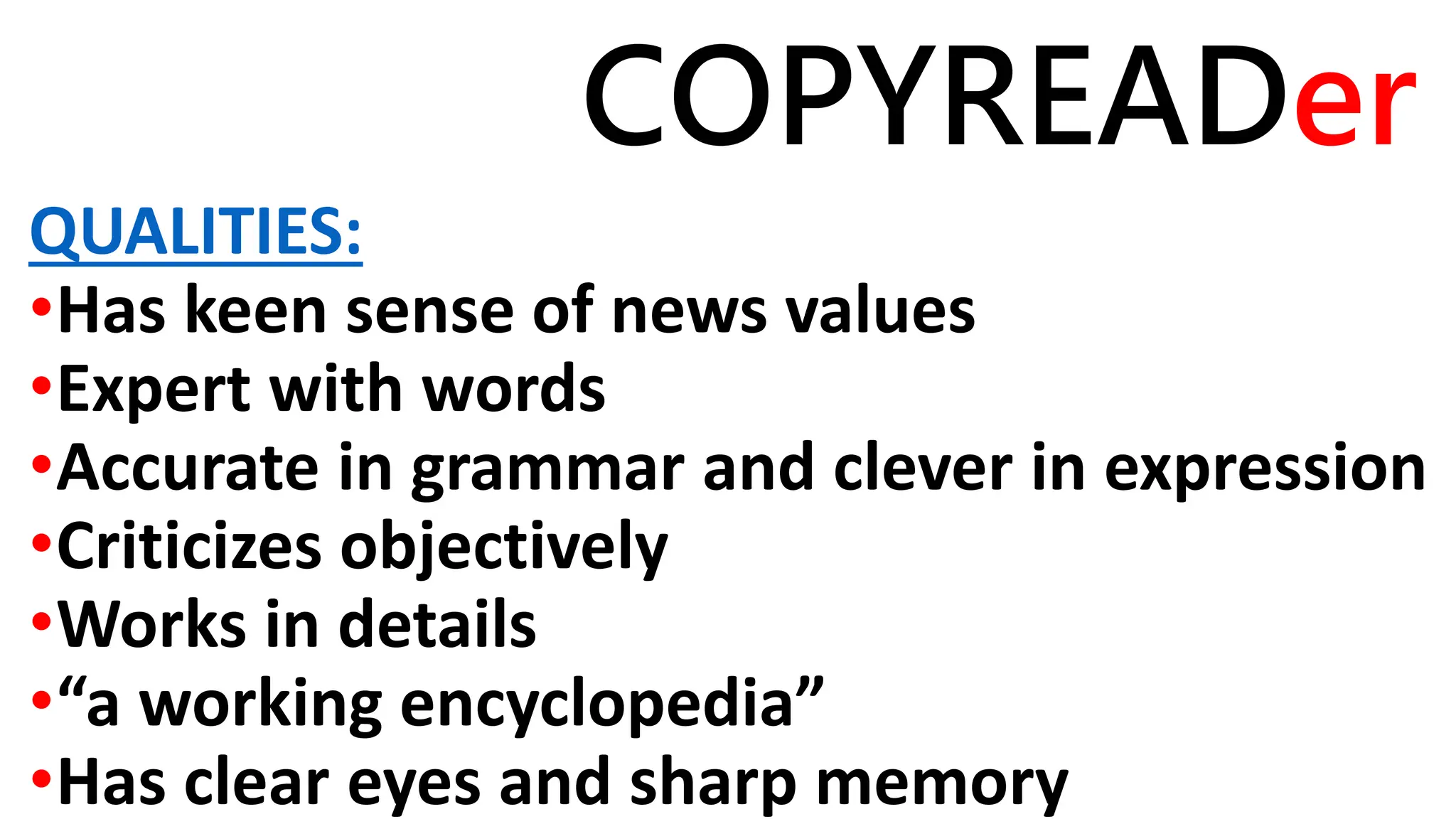 COPYREADING exercises.pptx for Journalism | PPTX