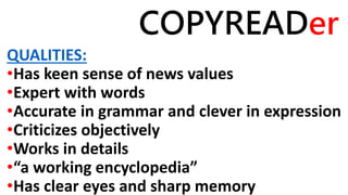 COPYREADING exercises.pptx for Journalism | PPTX