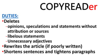 COPYREADING exercises.pptx for Journalism | PPTX
