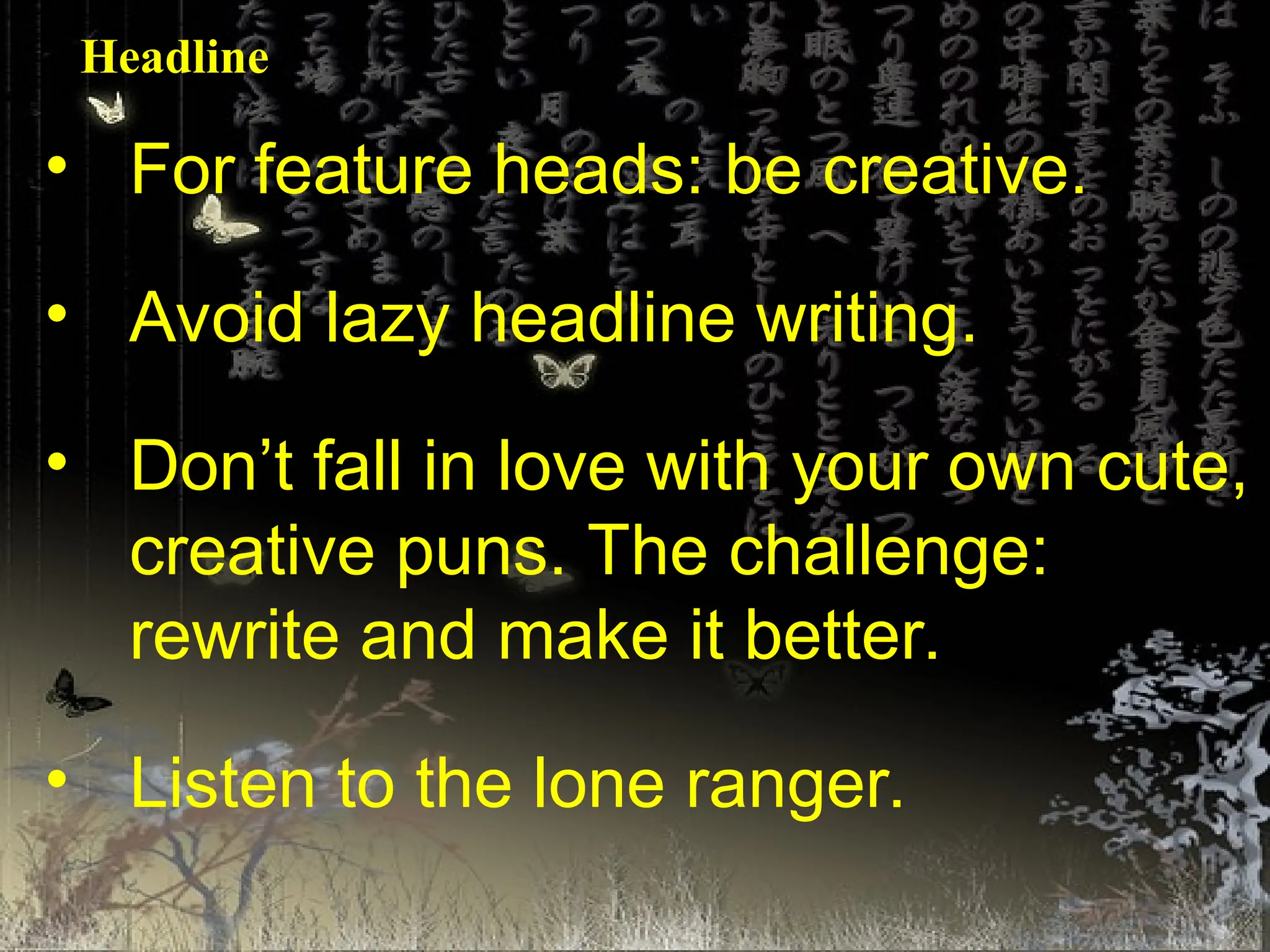 COPYREADING AND HEADLINE WRITING 12345678 | PPT