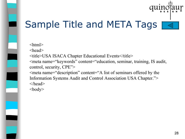 Copyright, 1999 © Quinotaur Design. All rights reserved. | PPT