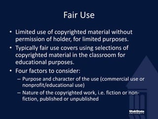 Copyright and Fair Use for USU Extension | PPTX