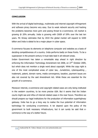 Copyright Infringement in cyberspace and Network Security : a threat to ...