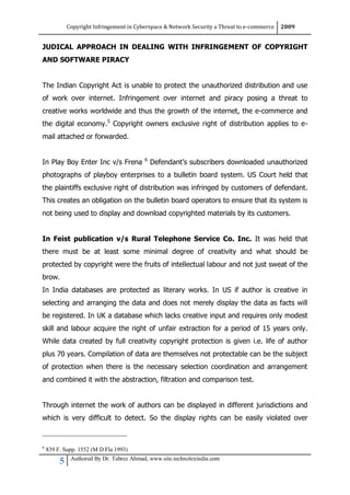 Copyright Infringement in cyberspace and Network Security : a threat to ...