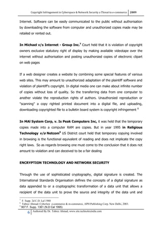 Copyright Infringement in cyberspace and Network Security : a threat to ...