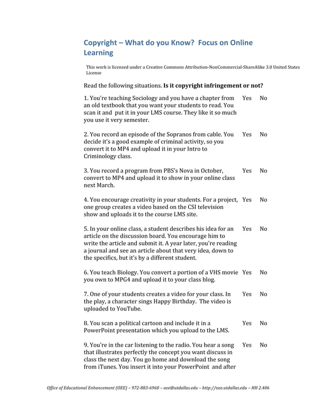 Copyright Quiz - What Do You Know - Online | PDF