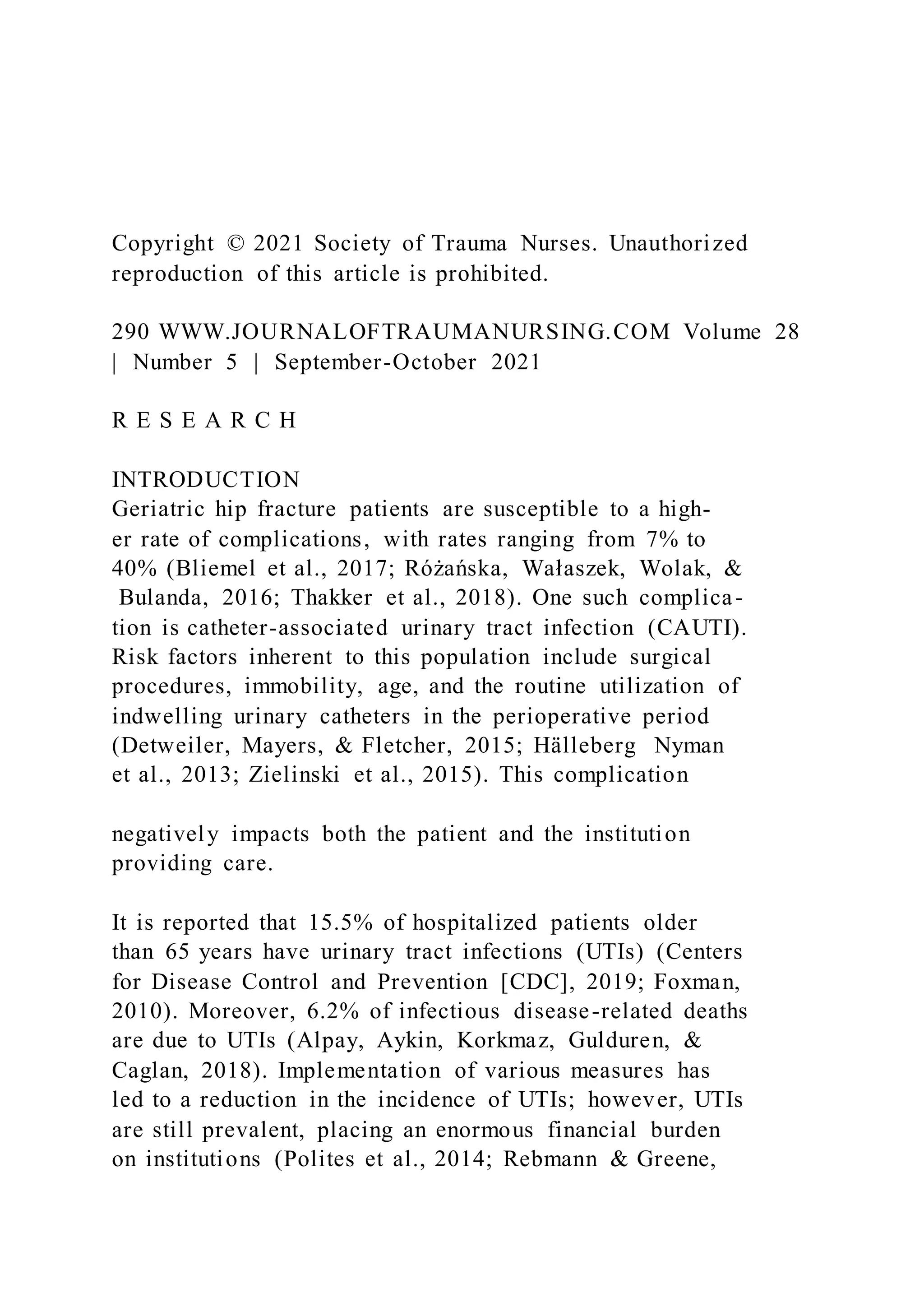 Copyright © 2021 Society of Trauma Nurses. Unauthorized reprod | PDF