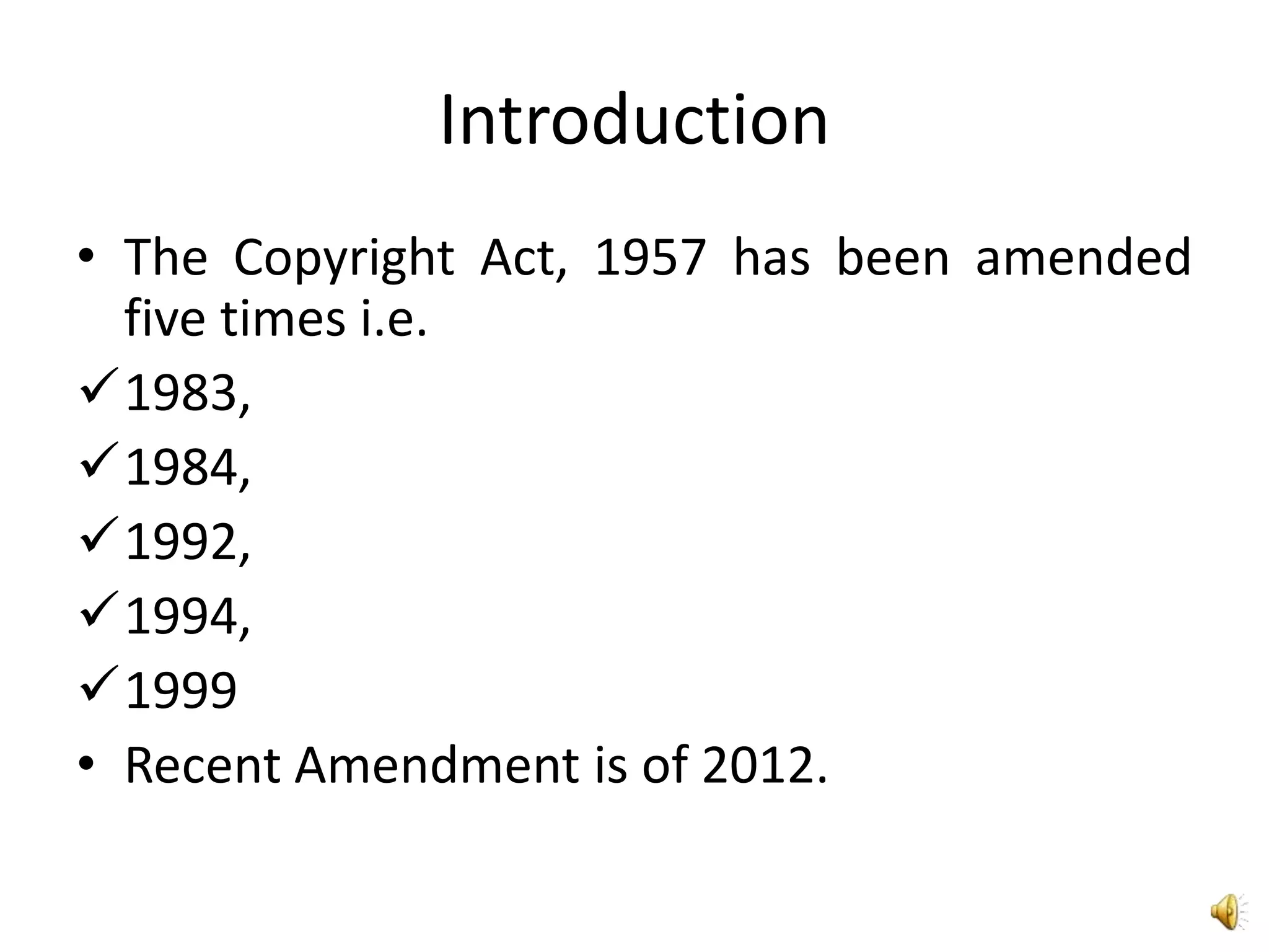 Copyright amendment Act, 2012 | PPTX | Law