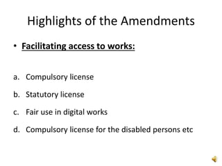 Copyright amendment Act, 2012 | PPTX