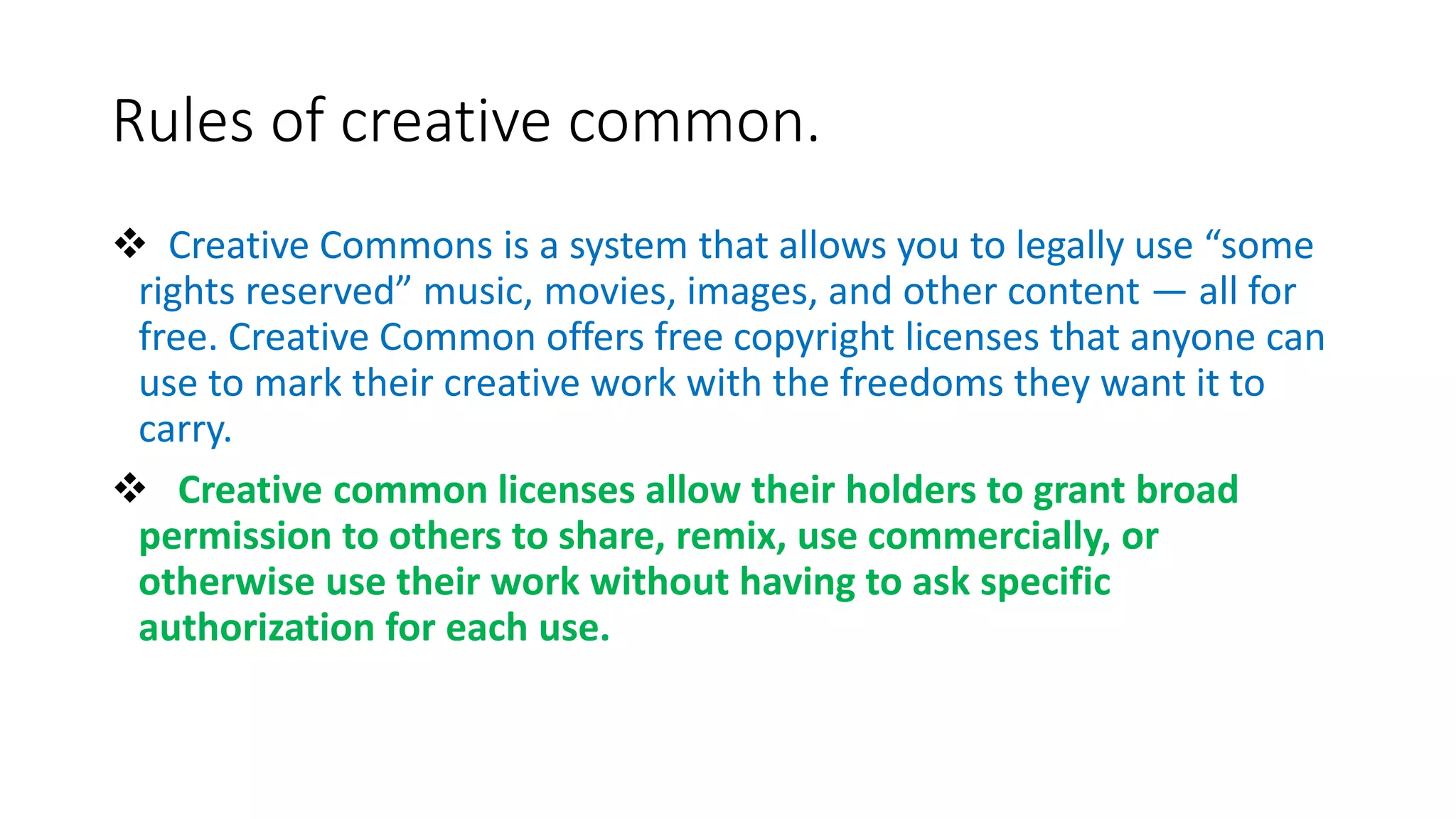 Copy right and creative common | PPT
