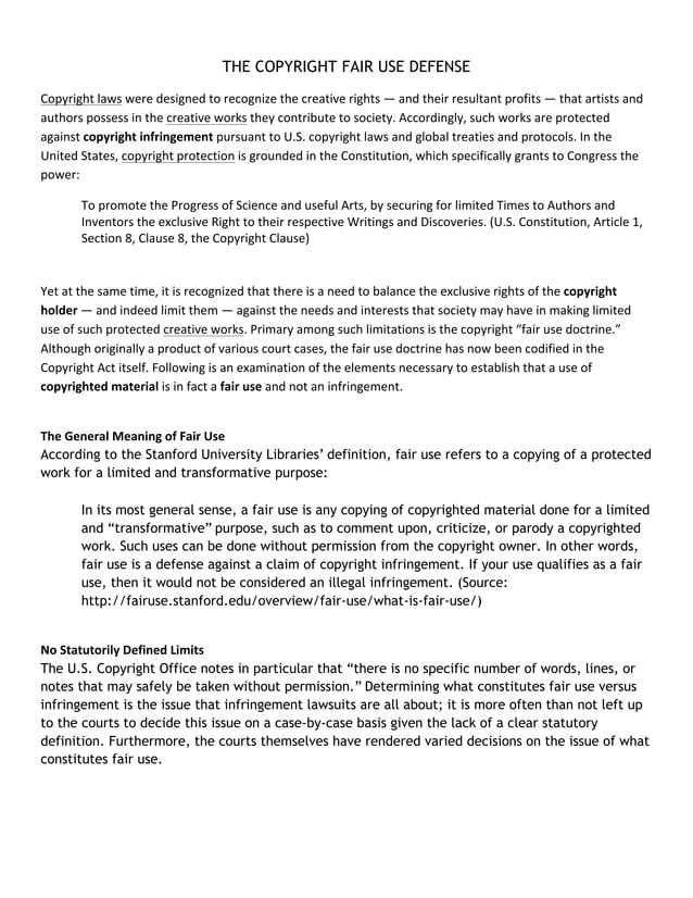 Copyright fair use doctrine | PDF