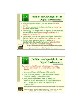 Copyright issues in a library digital environment | PDF