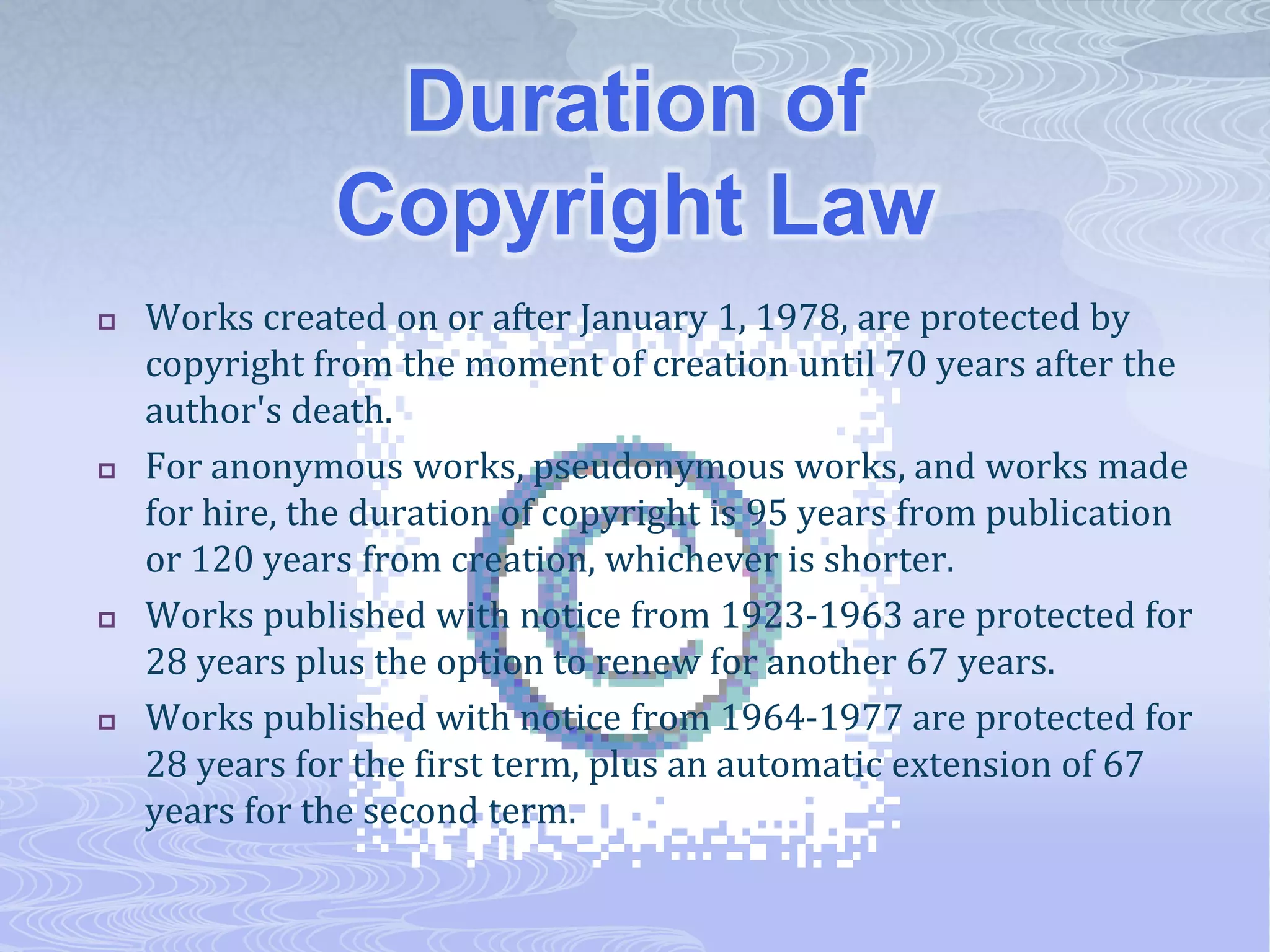Copyright Law, Fair Use, Creative Commons, And The Public Domain | PPTX