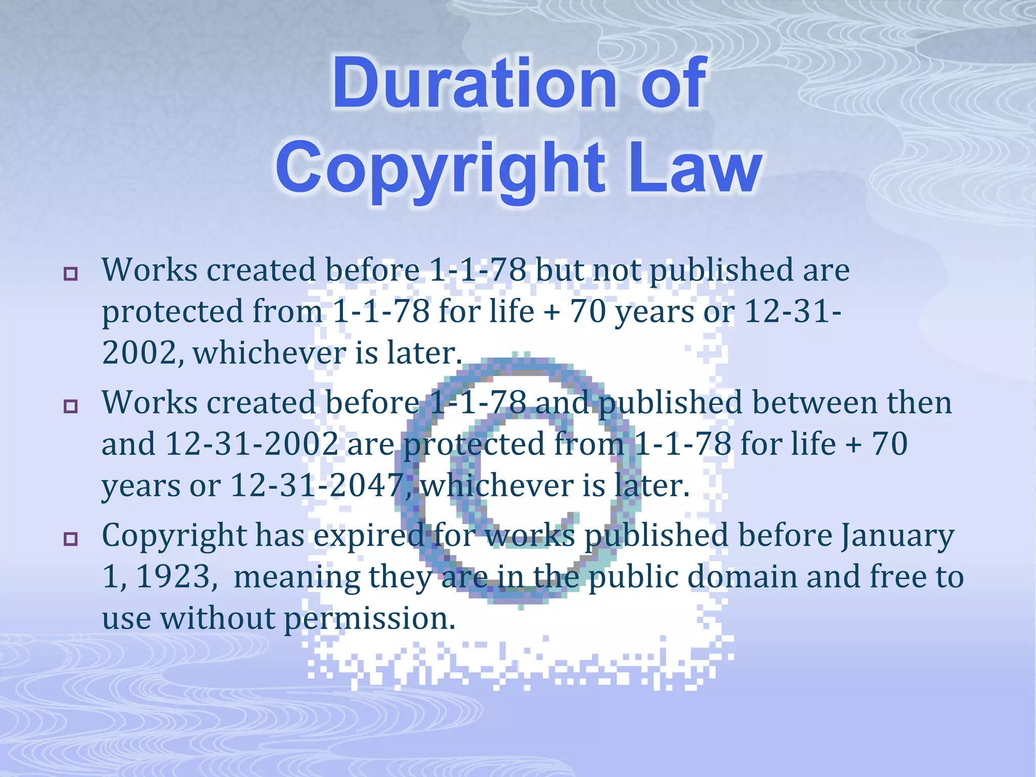 Copyright Law, Fair Use, Creative Commons, And The Public Domain | PPTX