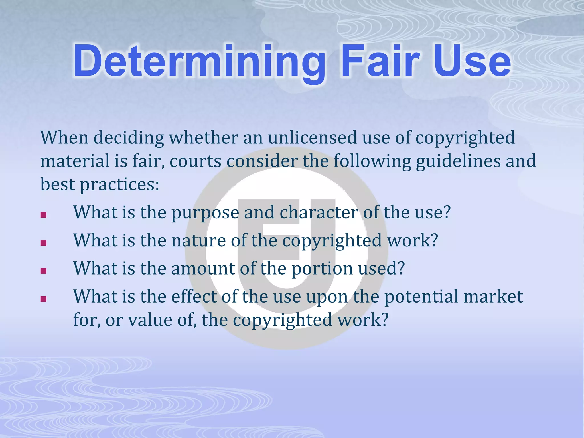 Copyright Law, Fair Use, Creative Commons, And The Public Domain | PPTX