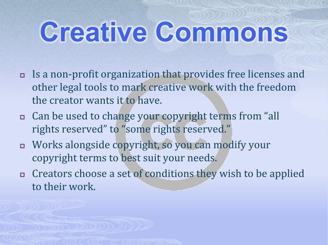 Copyright Law, Fair Use, Creative Commons, And The Public Domain | PPTX