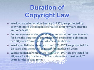 Copyright Law, Fair Use, Creative Commons, And The Public Domain | PPTX