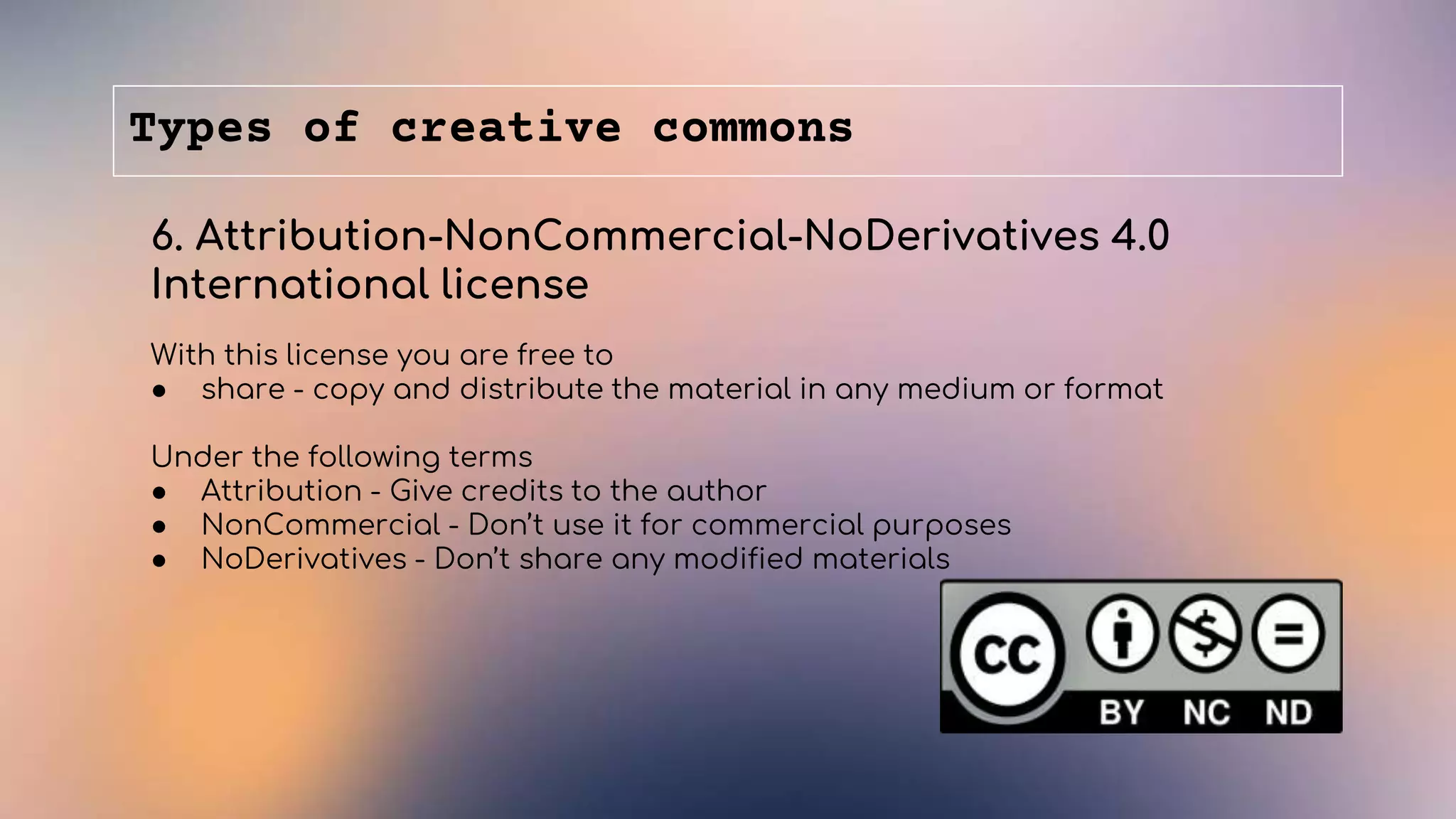 Copy right or creative commons | PPT
