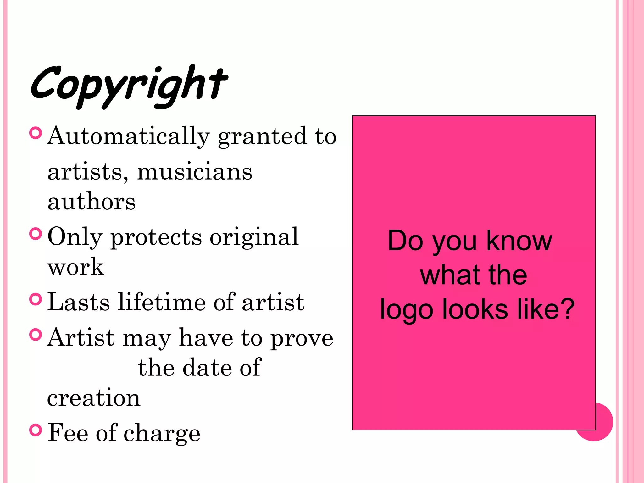 Copyright, patents and trademarks | PPT