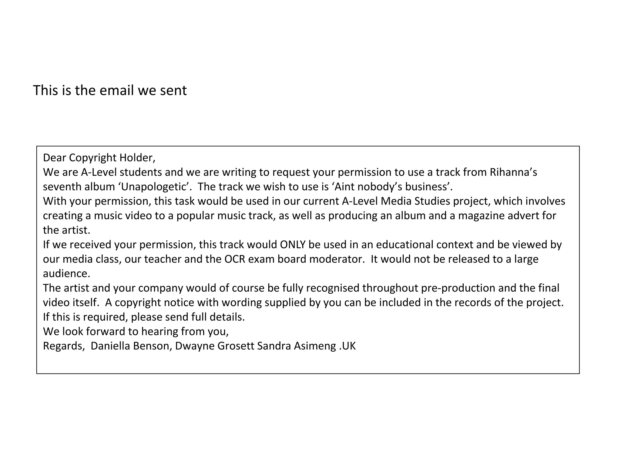 Copyright permission letter | ODP