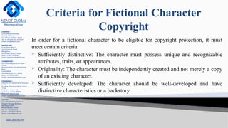COPYRIGHT PROTECTION FOR FICTIONAL CHARACTERS | PPTX