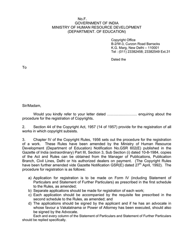 Copyright registration form | PDF