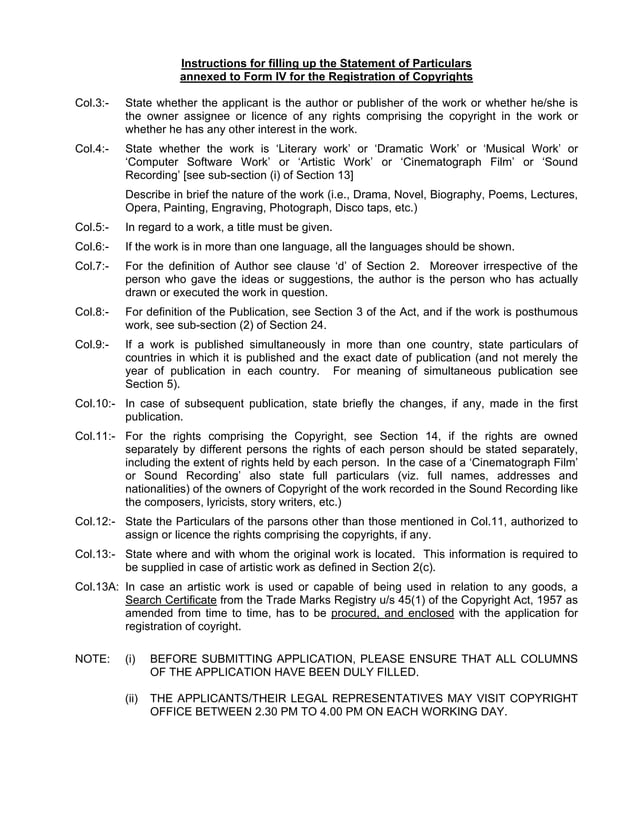 Copyright registration form | PDF