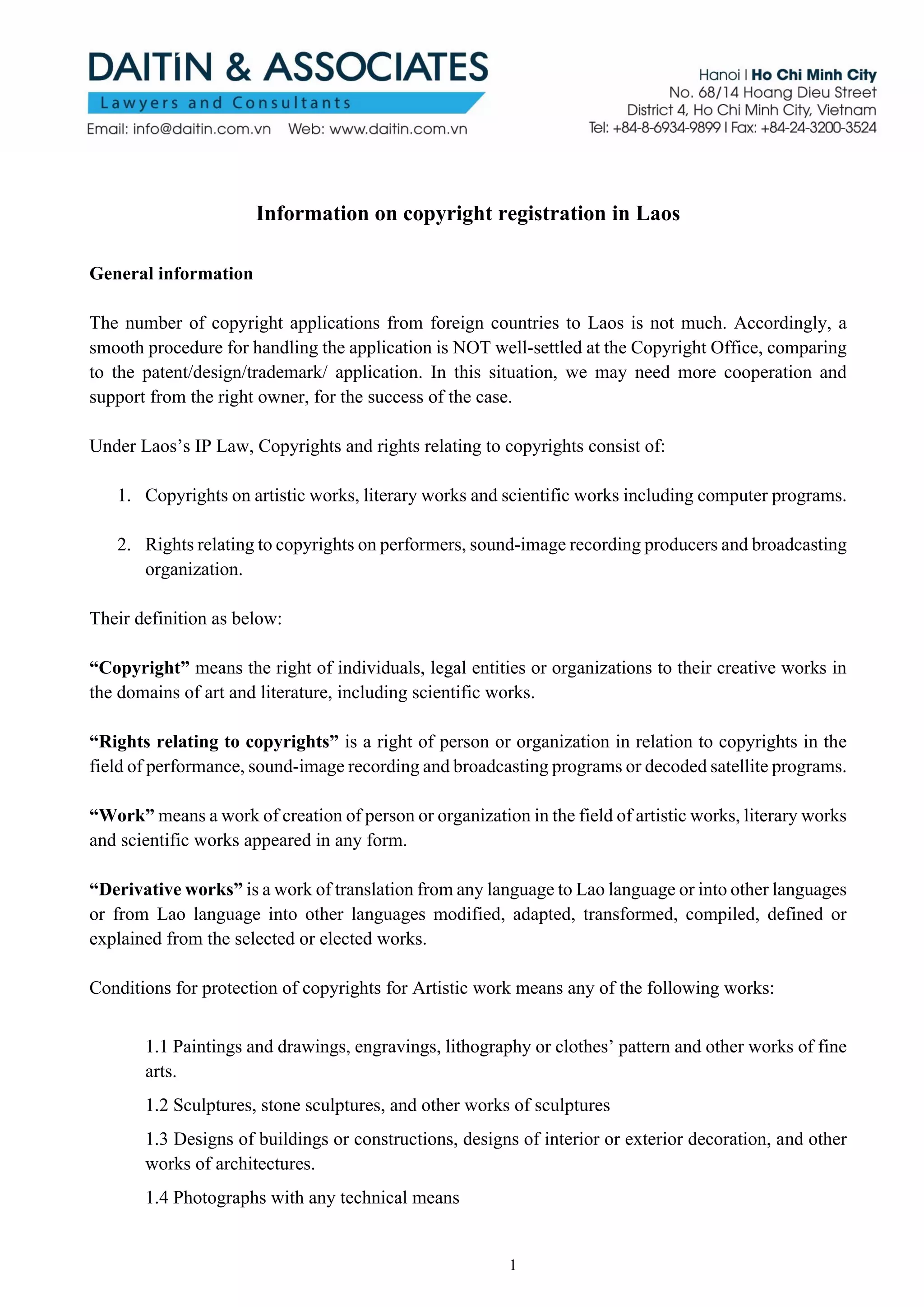 Copyright registration in Laos | PDF