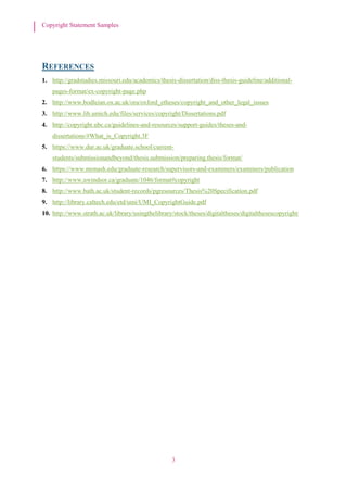 Samples for Copyright Statements for Thesis 2016 | PDF