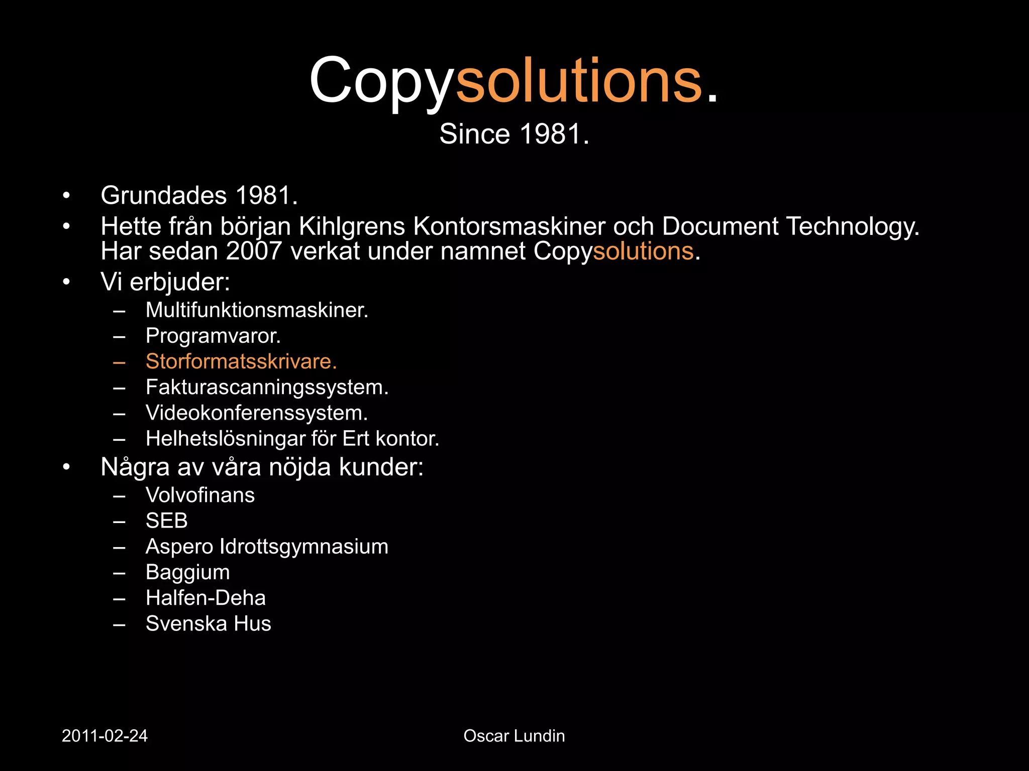 Copysolutions presentation | PPTX