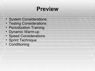 Football Training: Speed Testing and Training Considerations | PPT