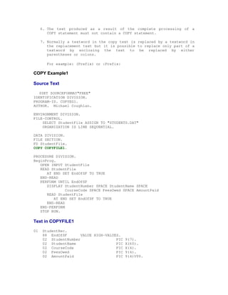Copy verb in cobol | PDF