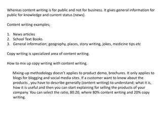 Copy writing v/s Content writing | PPT