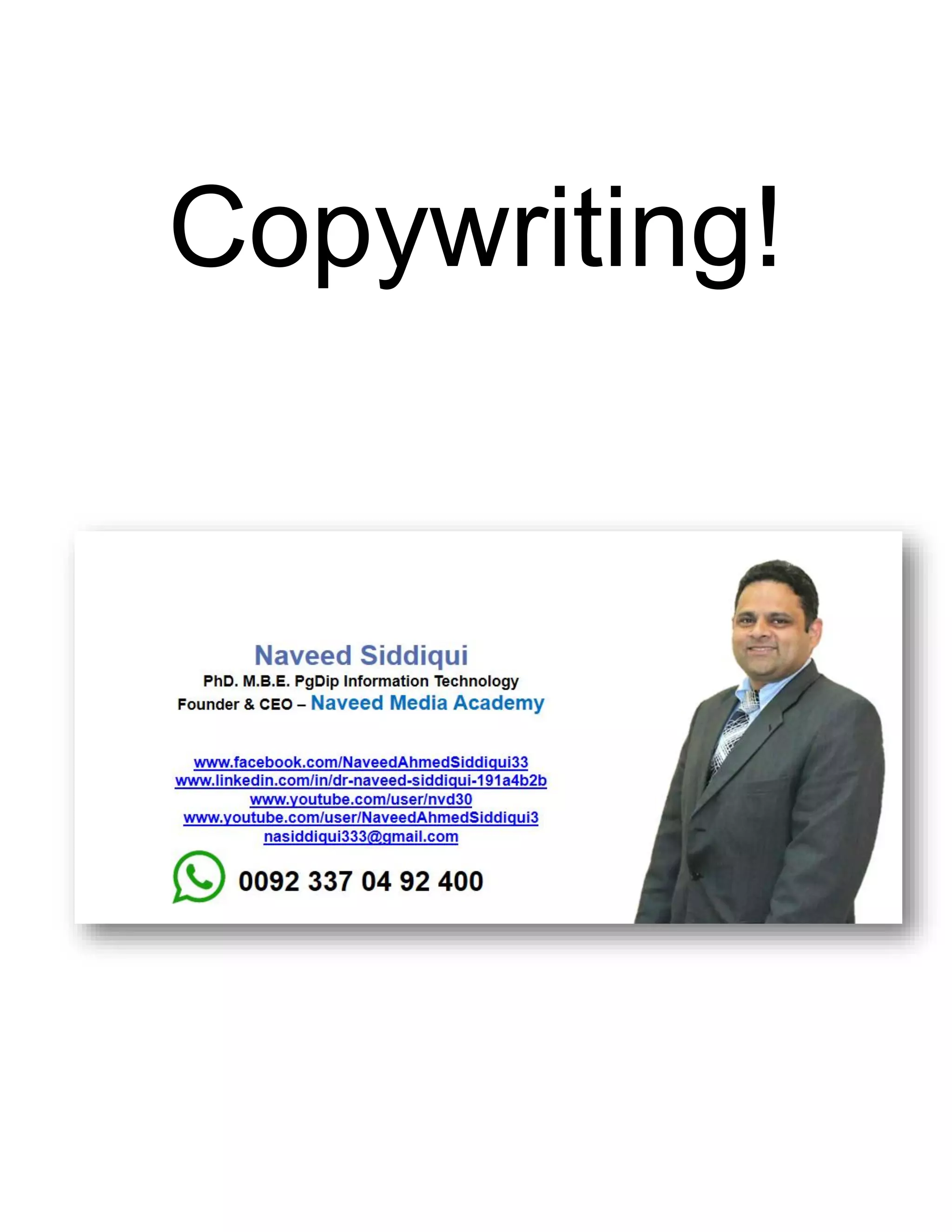Copywriting by Dr. Naveed | PDF