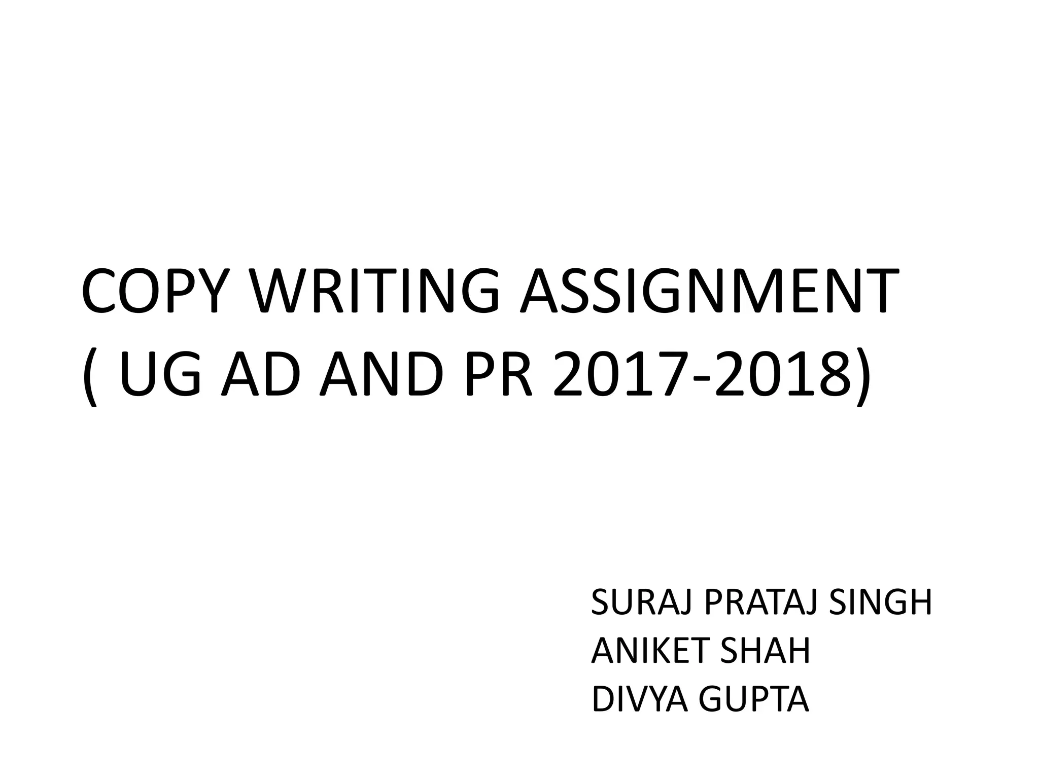 Copy writing project | PPT