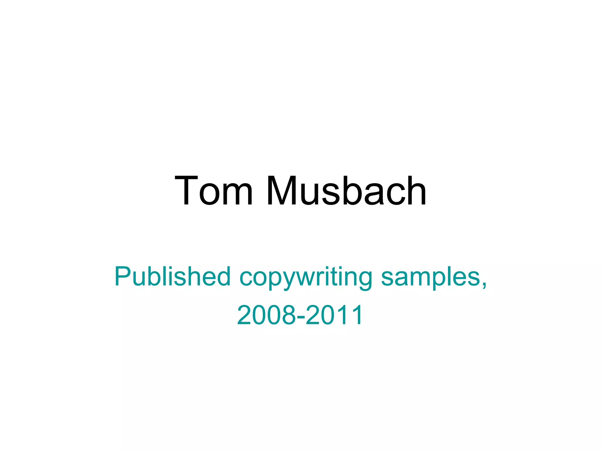 Copywriting Samples Tm | PPT