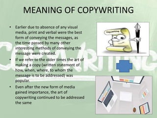 Copywritting and brand message execution | PPT