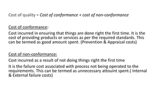 Cost of Quality it's categories, models and types. | PPTX