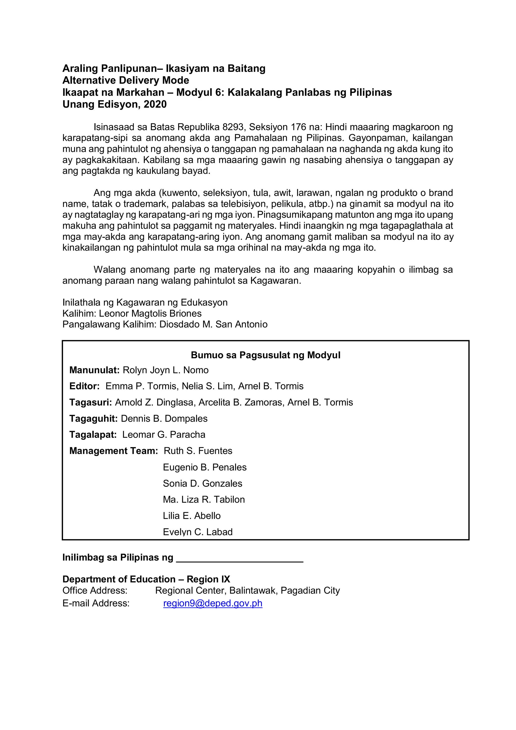 CO_Q4_AP9_Module6_Kalakalang Panlabas ng Pilipinas.pdf