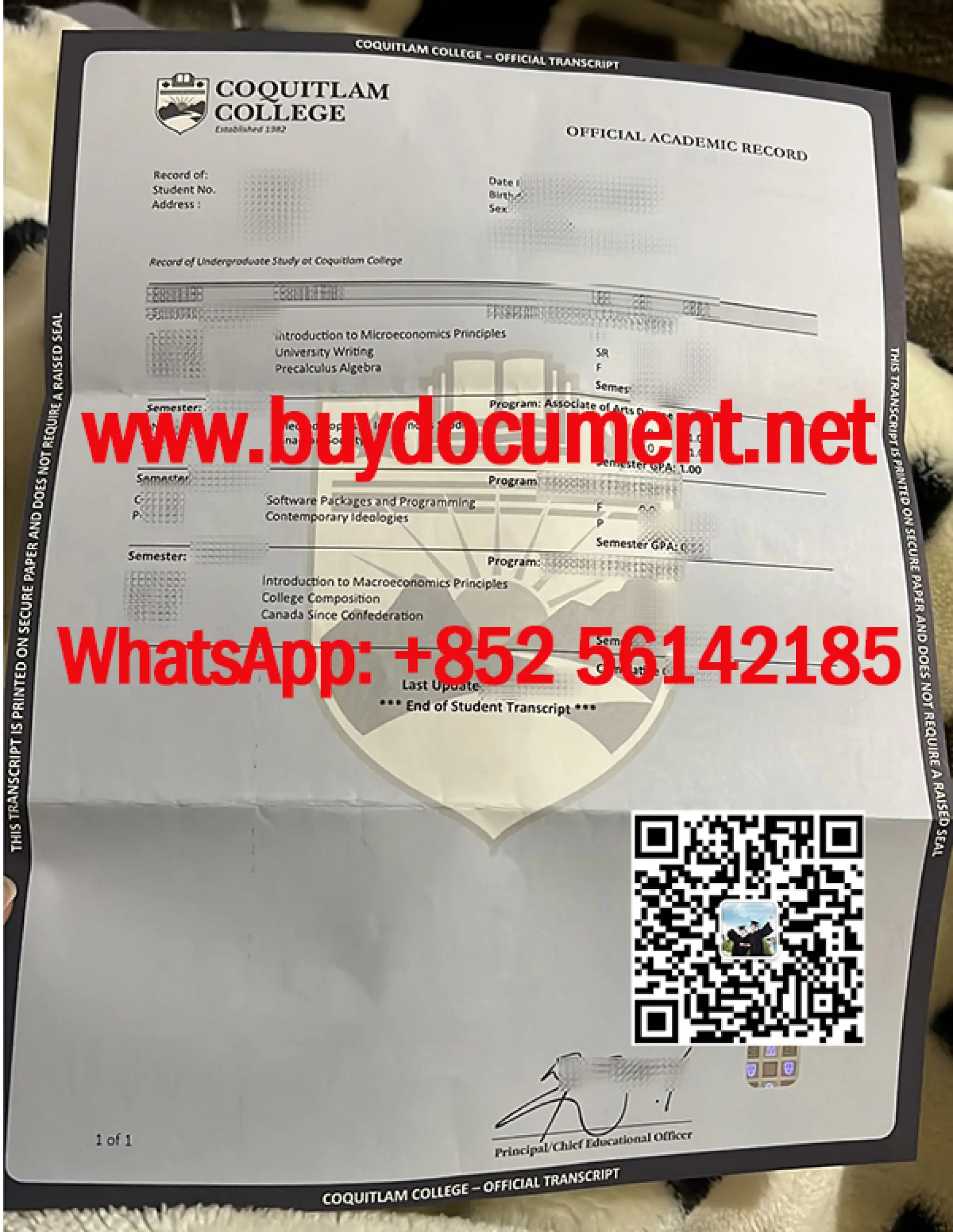 Coquitlam College transcript | PDF