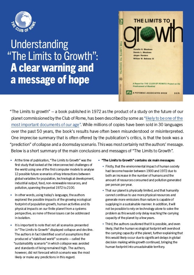 50 years Limits to Growth Report: Key messages | PDF