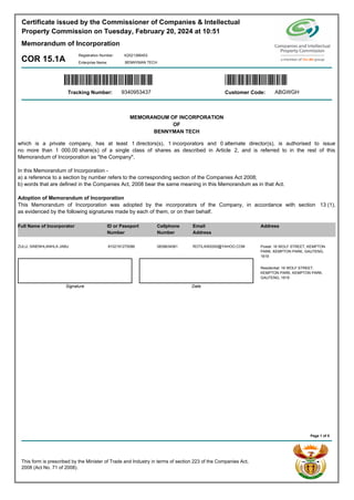 COR15company registration documents information | PDF