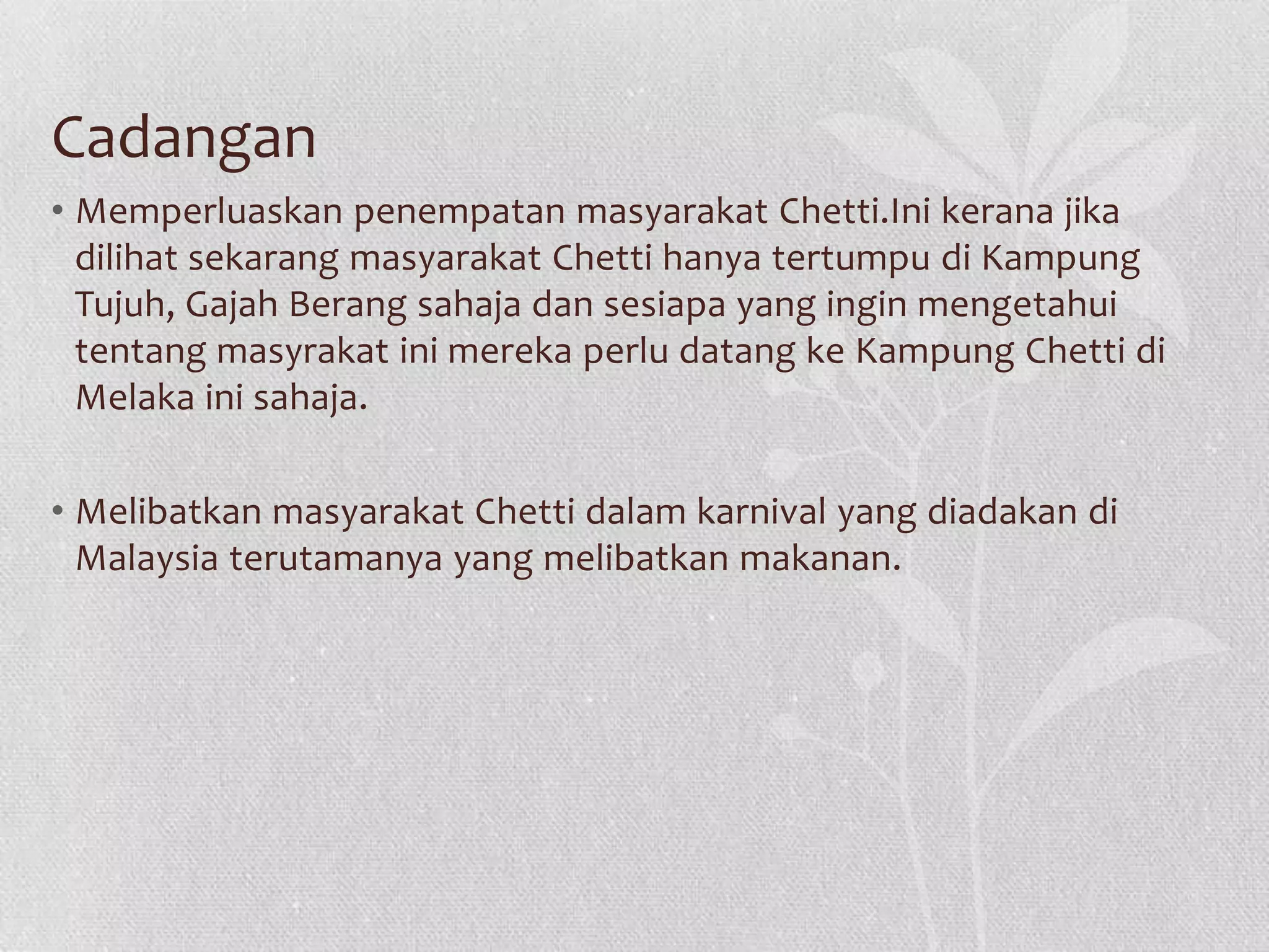 Corak kehidupan masyarakat chetti | PPTX