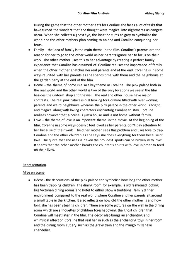 Coraline film analysis | DOCX | Interior Decorating | Home & Garden