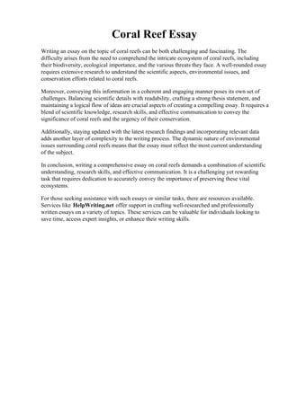Coral Reef Essay | PDF
