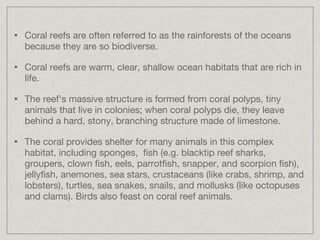 Coral reefs | PPT | Geography | Science
