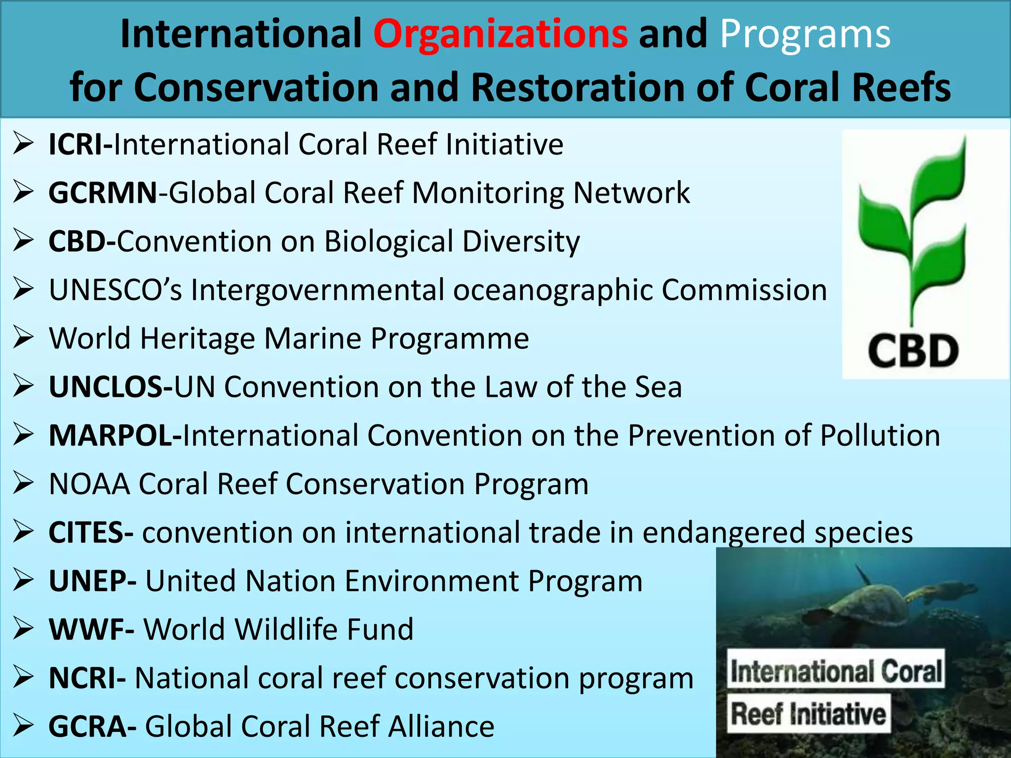 Coral reef Threats, conservation and Restoration.pptx | Biological ...