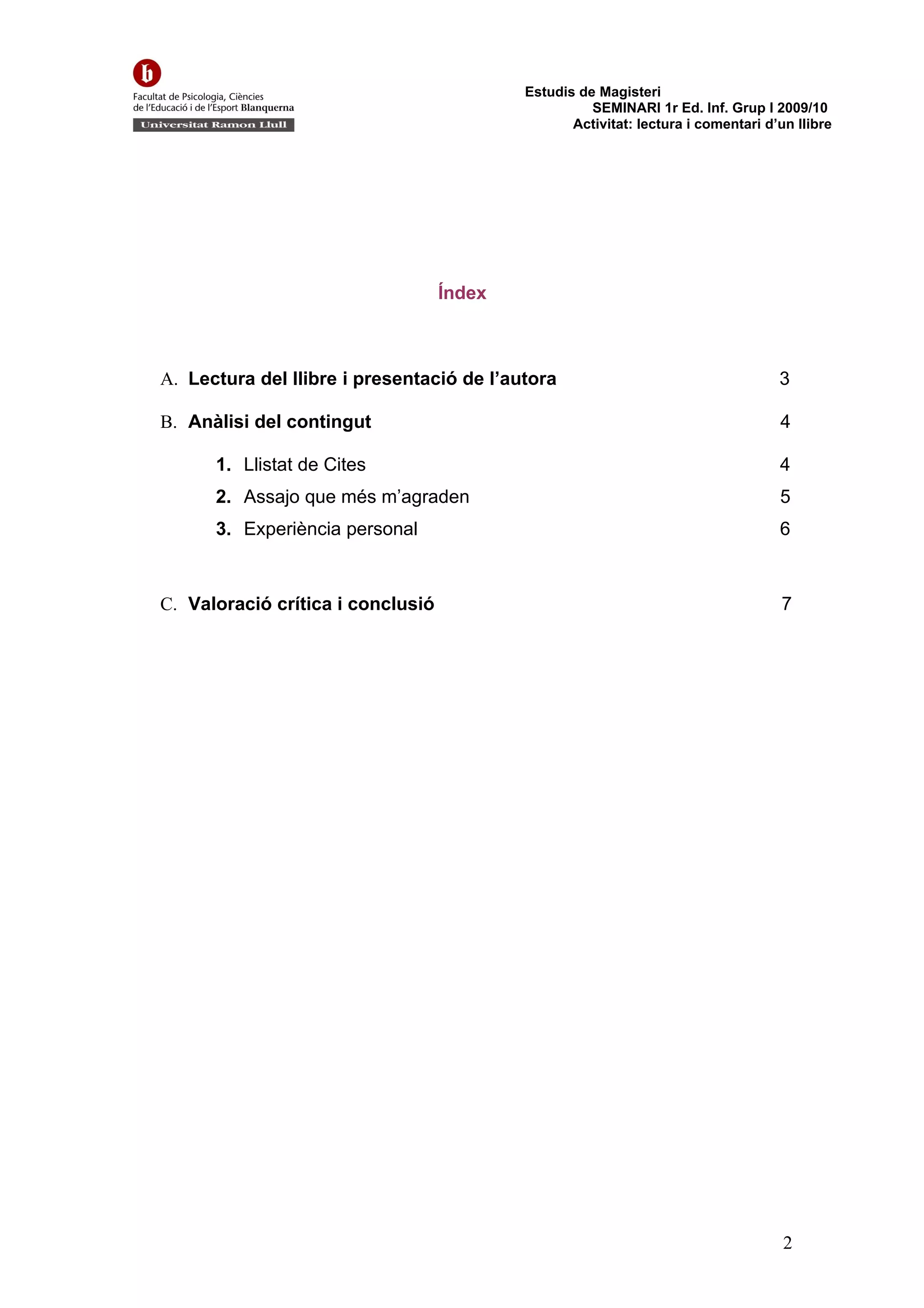comentari d'un llibre | PDF