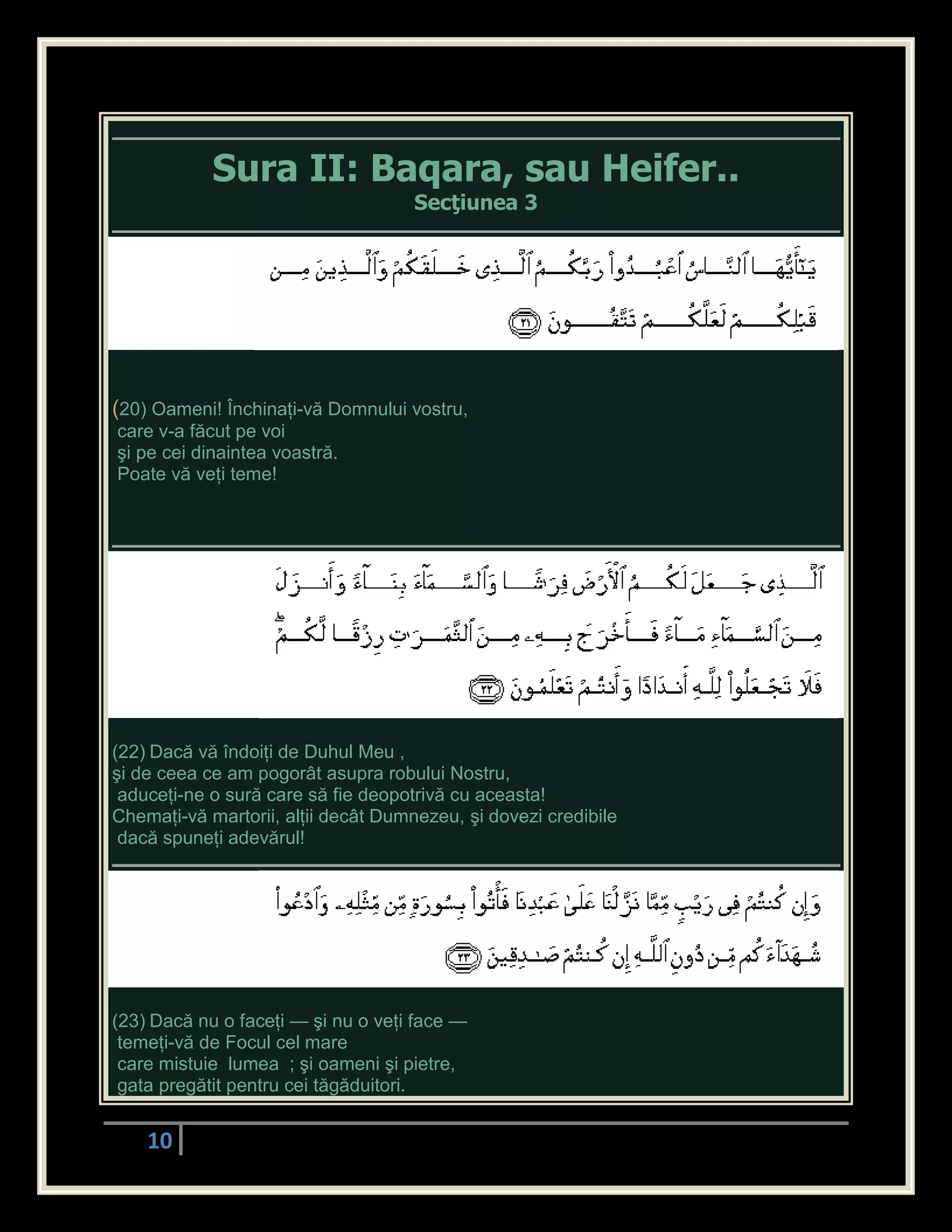 Coranul Sura ii Baqara [ vaca] sau Heifer.. sectiunea 1 si 2 | DOCX